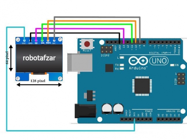راه اندازی OLED 7 PIN با آردوینو - مدرسه ربات افزار